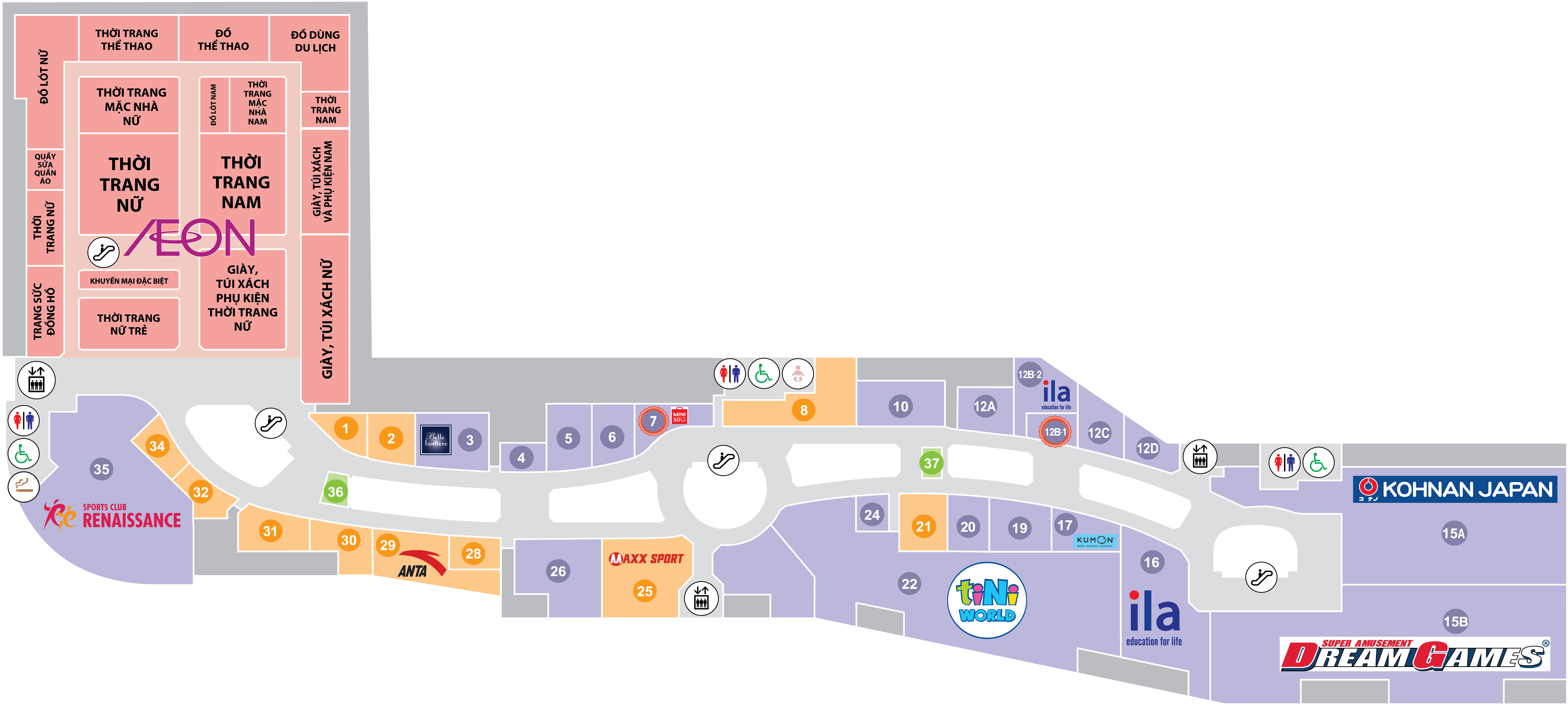 Cho thuê mặt bằng bán lẻ dài hạn - AEONMALL Bình Dương Canary